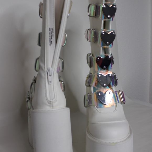 Demonia | Shoes | Demonia Swing23 White Leather Platform Size782 Boots ...